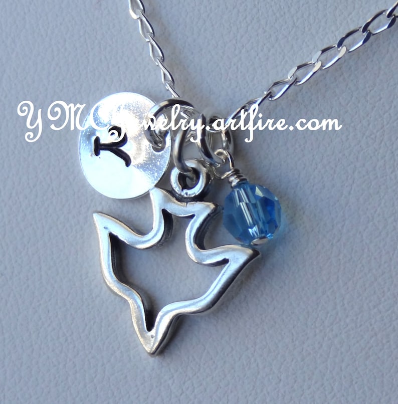 Sterling Silver Holy Spirit Necklaceinitial Letter - Etsy