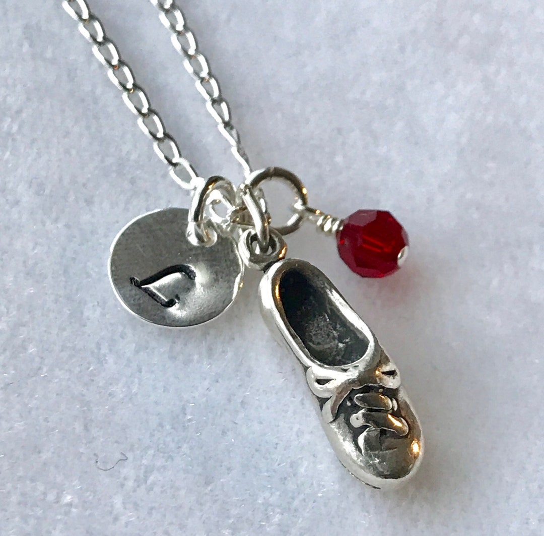 Sterling Silver Initial Tap Dancing Shoe Necklace, Personalized Tap ...