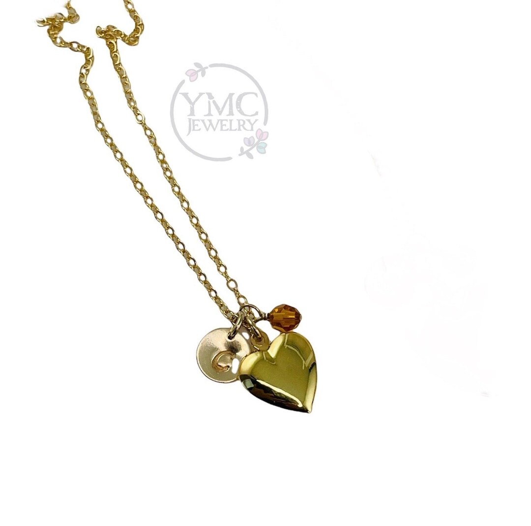 Gold Initial Girls Locket Necklace,heart Locket Necklace,flower Girl ...