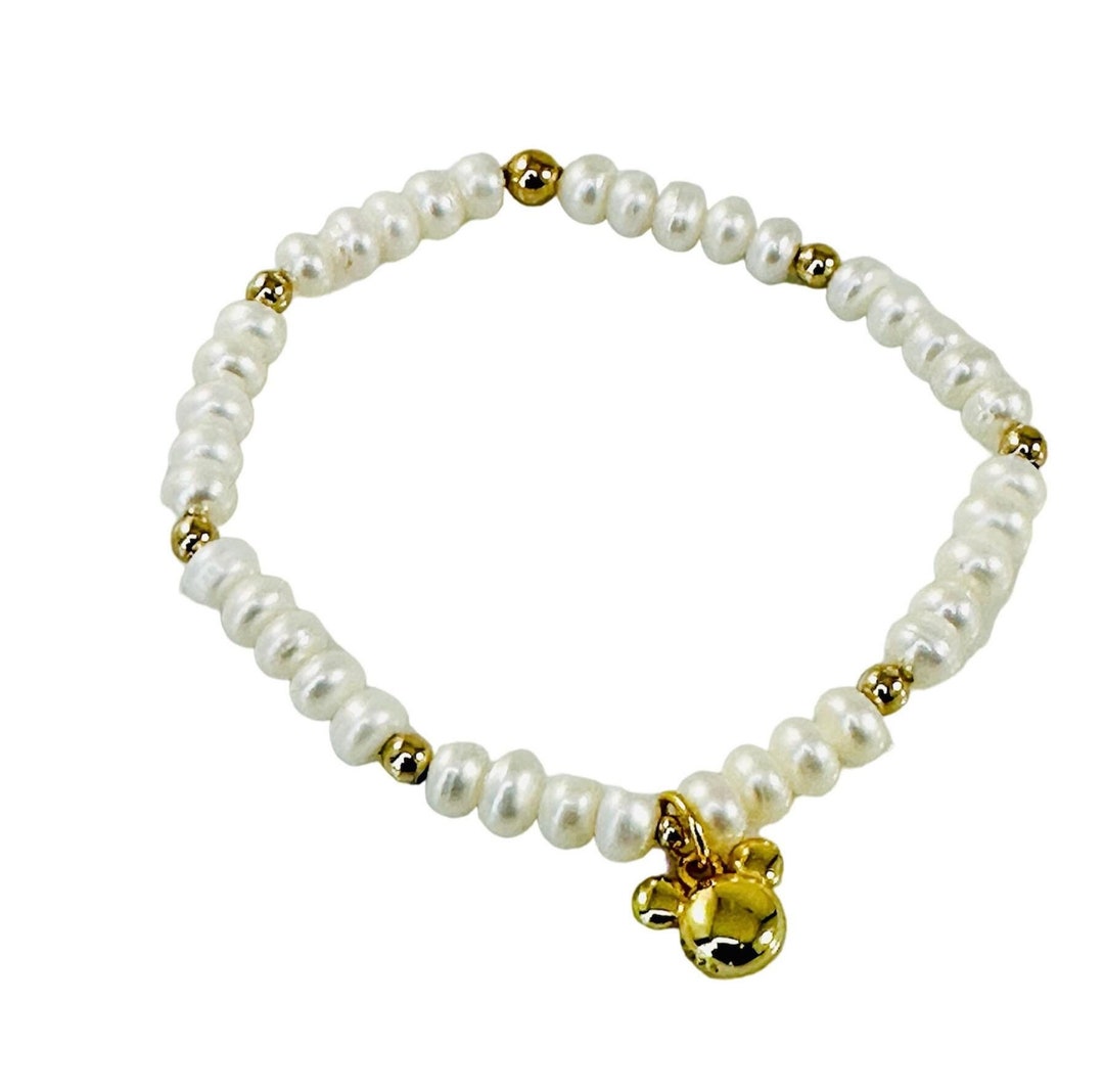 Real Pearl Baby Mickey Bracelet,pearls Mouse Bracelet,mickey Pearl and ...