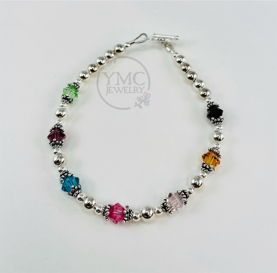 Sterling Silver Family Birthstone Mother Bracelet,bracelet Gift for ...