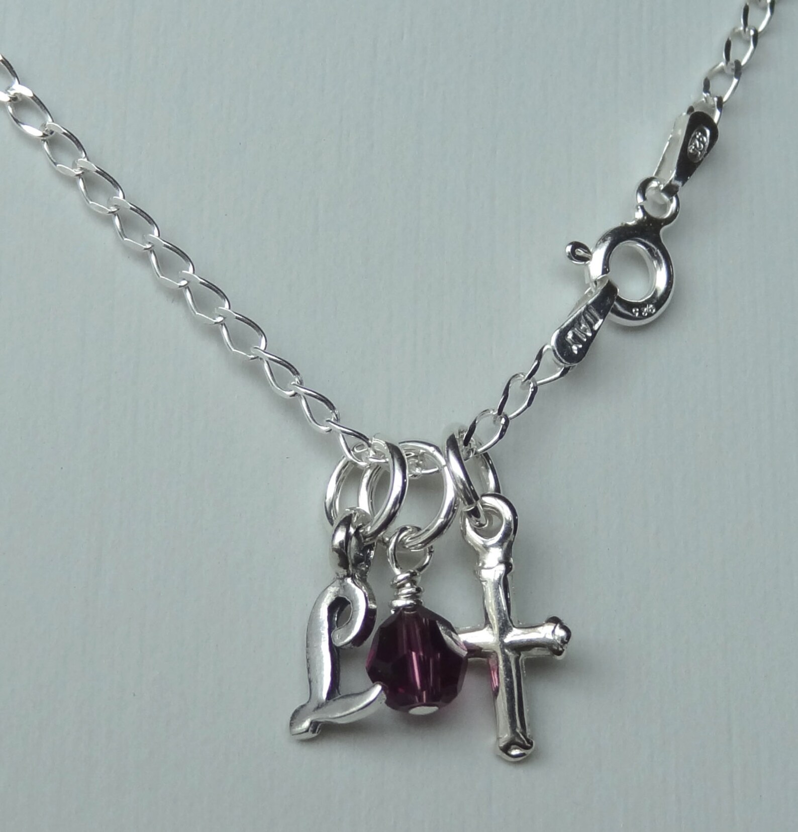 Minimalist Tiny Cross Birthstone Necklace,initial Birthstone Necklace ...