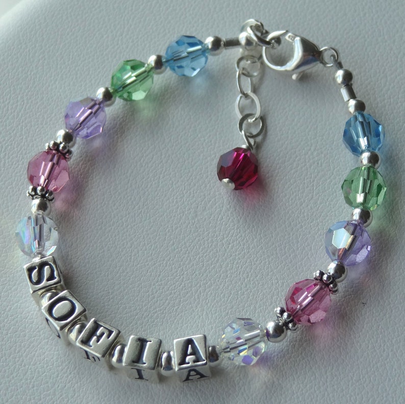 Personalized Girl Crystal Name Braceletmulticolor Name - Etsy