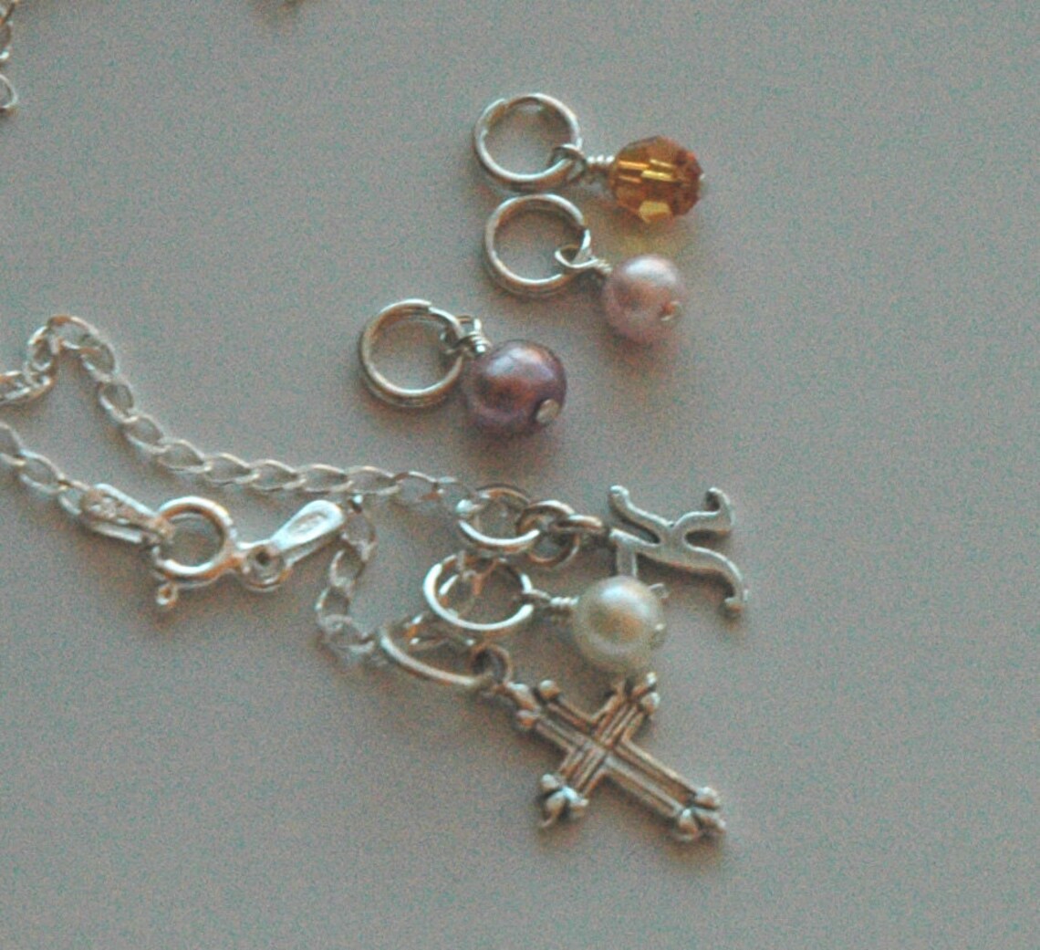 Minimalist Tiny Cross Birthstone Necklace,initial Birthstone Necklace ...
