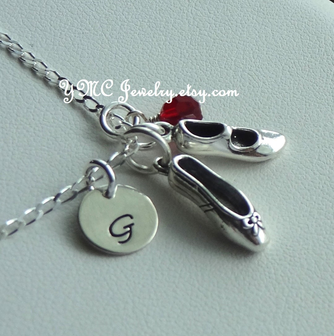 Personalized Birthstone Ballerina Pointe Tap Slipper Shoes Necklace ...