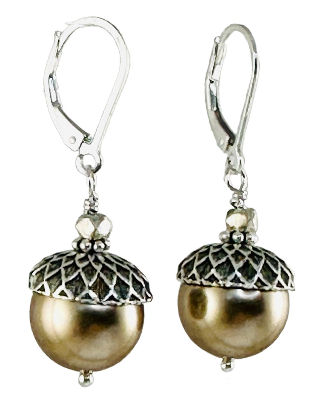 Sterling Silver Bronze Acorn Earrings,acorn Earrings,crystal Pearl ...