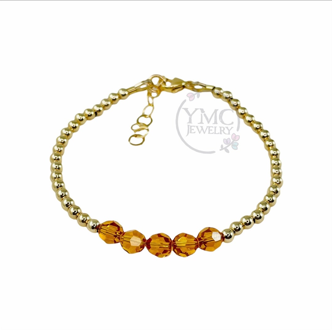 Gold Yellow Stackable Kids Bracelet,gold Birthstone Bracelet for ...