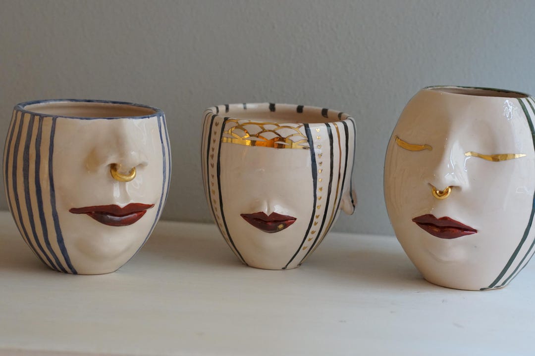 Ceramic Vase, Ceramic, Face, White, Gold, Sequin, Decor, Decoration ...