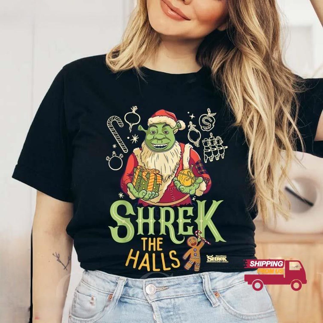 Shrek the Halls Christmas Shirt, Shrek Face Meme Shirt, Shrek Santa ...