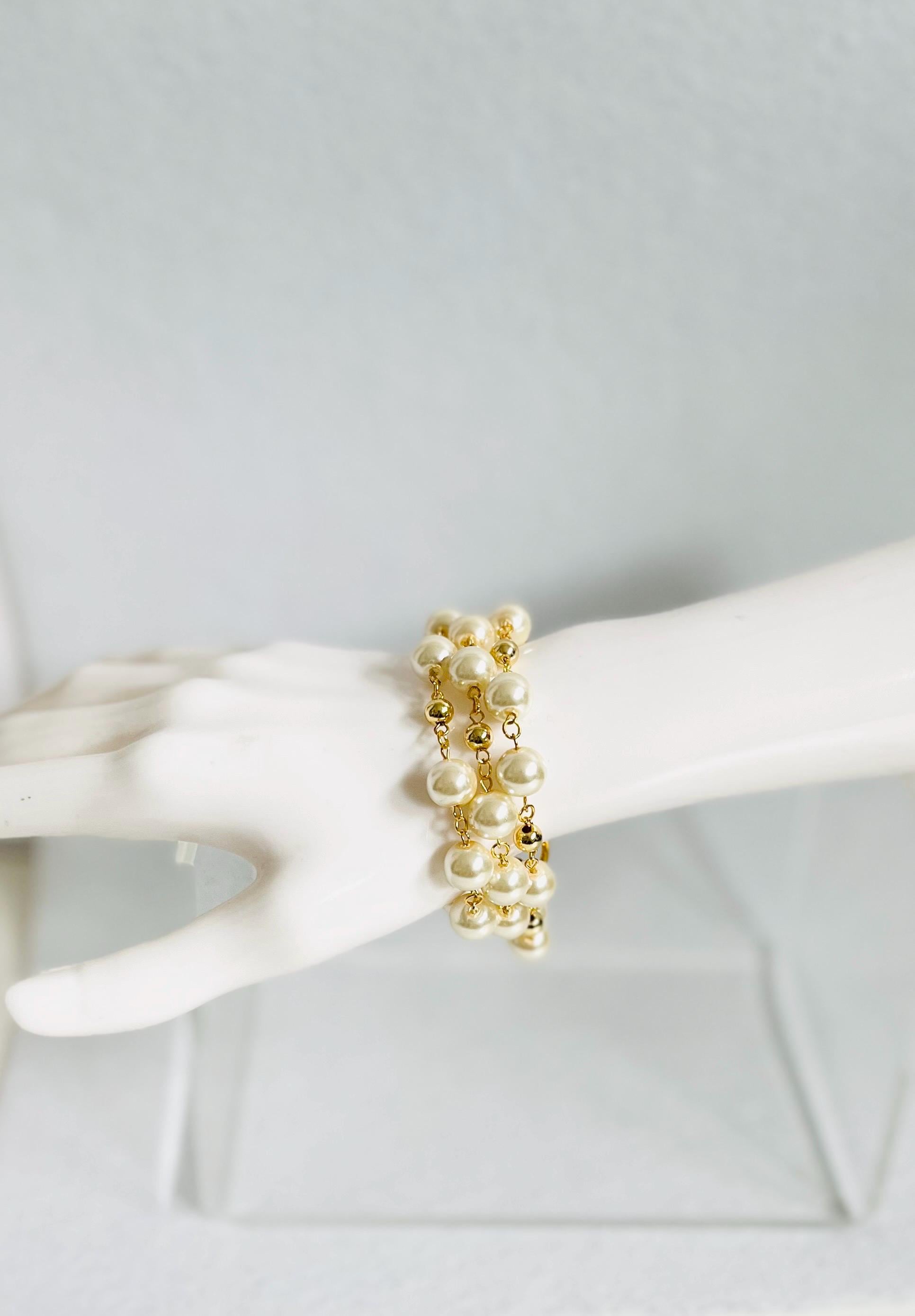 Grace Kelly Stackable Pearl and Gold Bracelets (available in Genuine ...