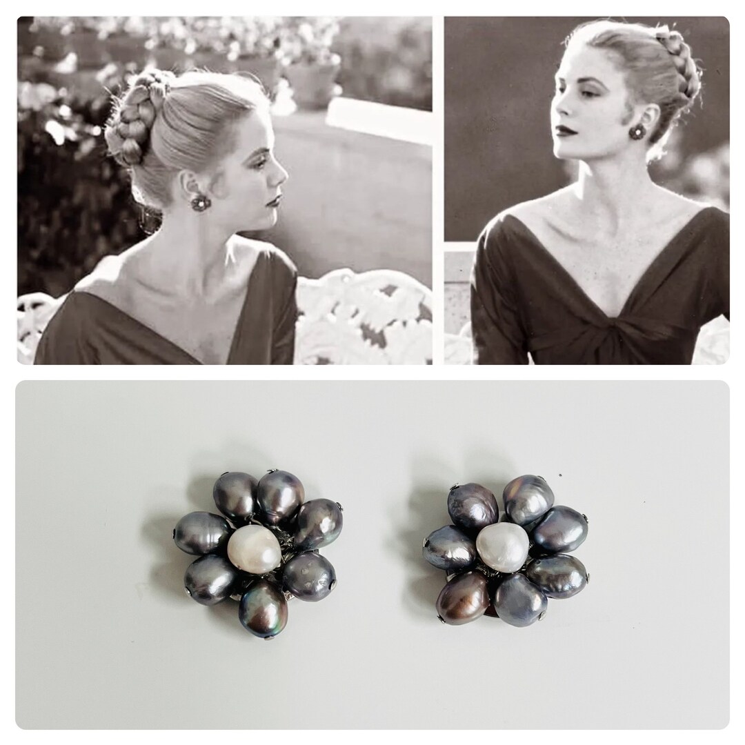 Grace Kelly ‘dress Like a Lady’ Pearl Floral Earrings - Etsy
