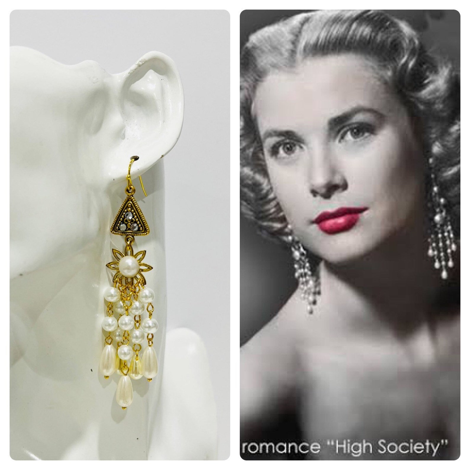Grace Kelly Vintage Pearl Earrings as Seen in High Society - Etsy