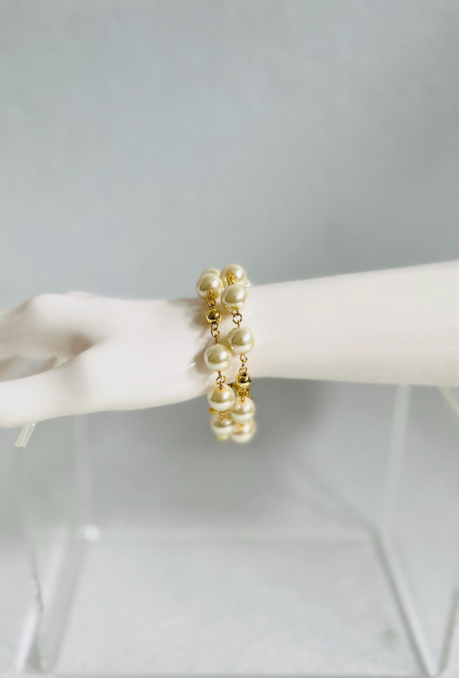 Grace Kelly Stackable Pearl and Gold Bracelets (available in Genuine ...