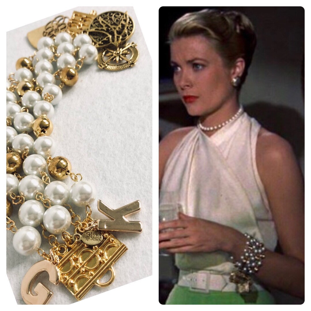 Rear Window Lisa Fremont Grace Kelly Bracelet in Pearl and Gold Charms ...