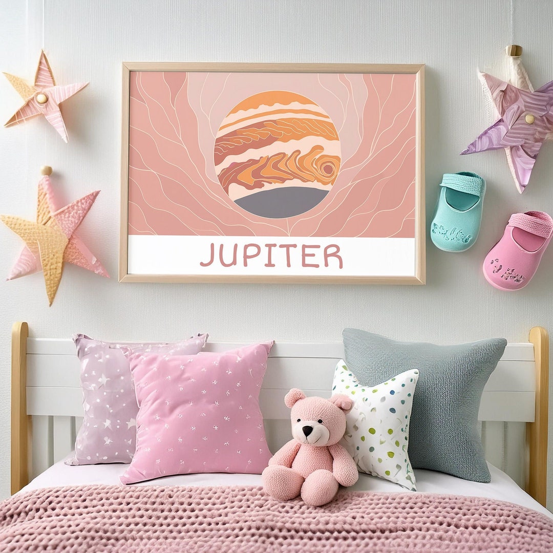 Kids Planet Jupiter Poster, Space Playroom Decor, Solar System Nursery ...