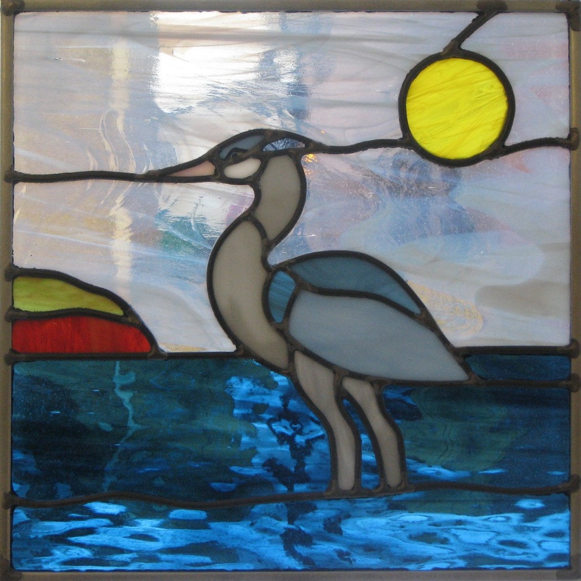 Blue Heron Stained Glass Pattern L - Etsy