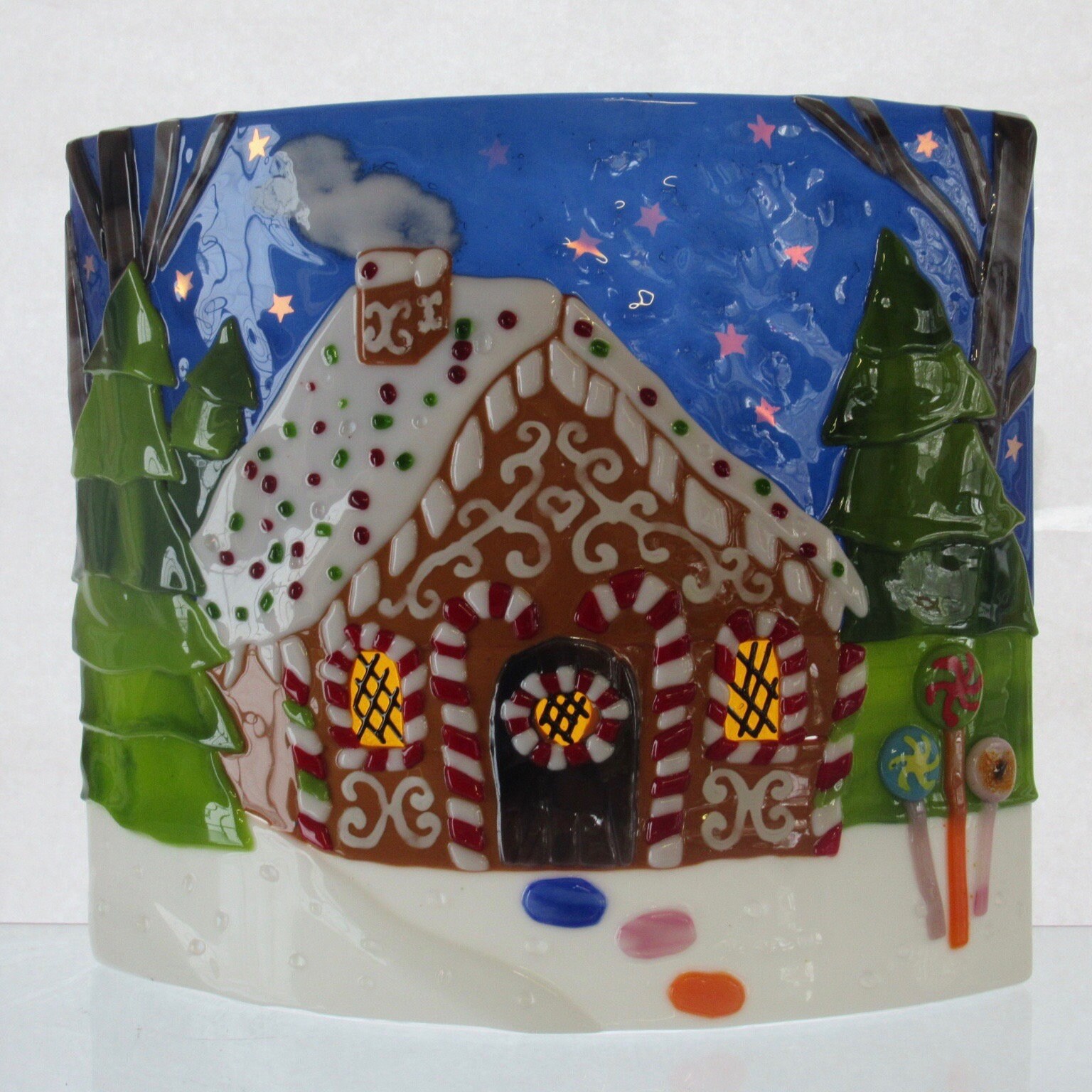 Gingerbread House Fused Glass - Etsy