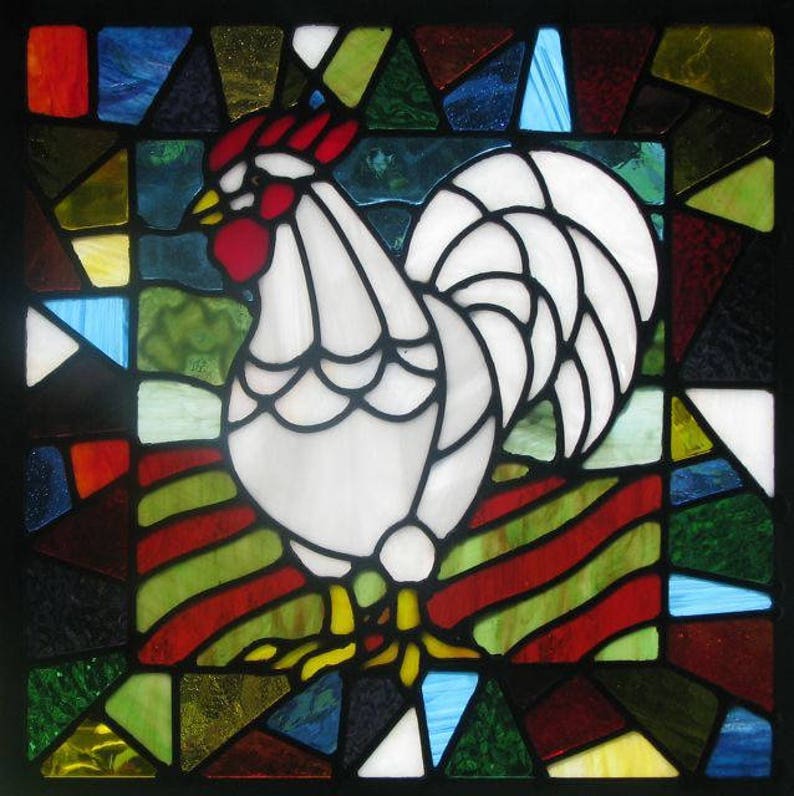 Rooster Stained Glass Pattern - Etsy