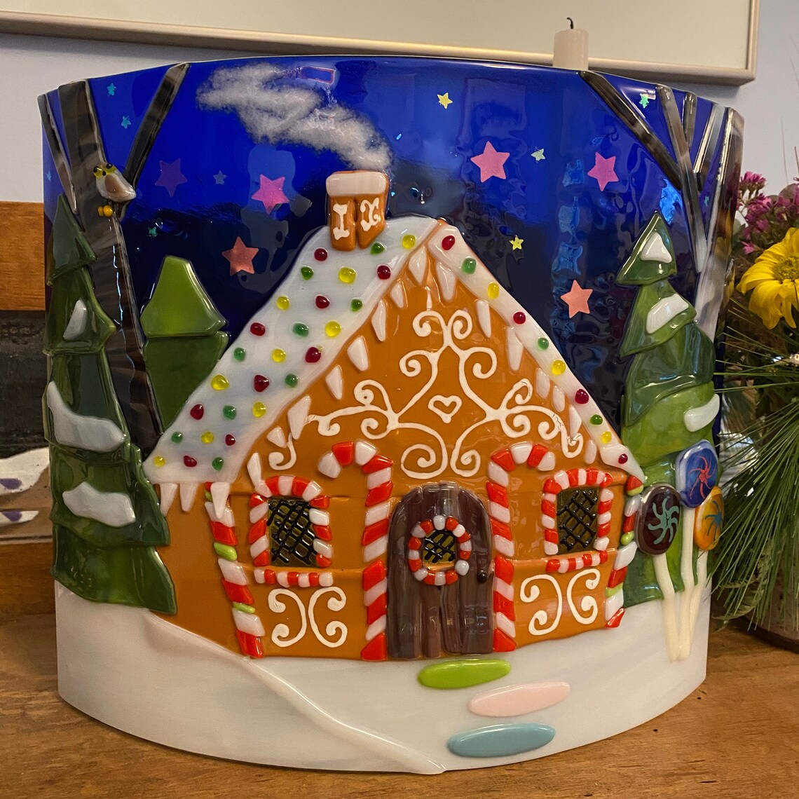 Gingerbread House Fused Glass - Etsy