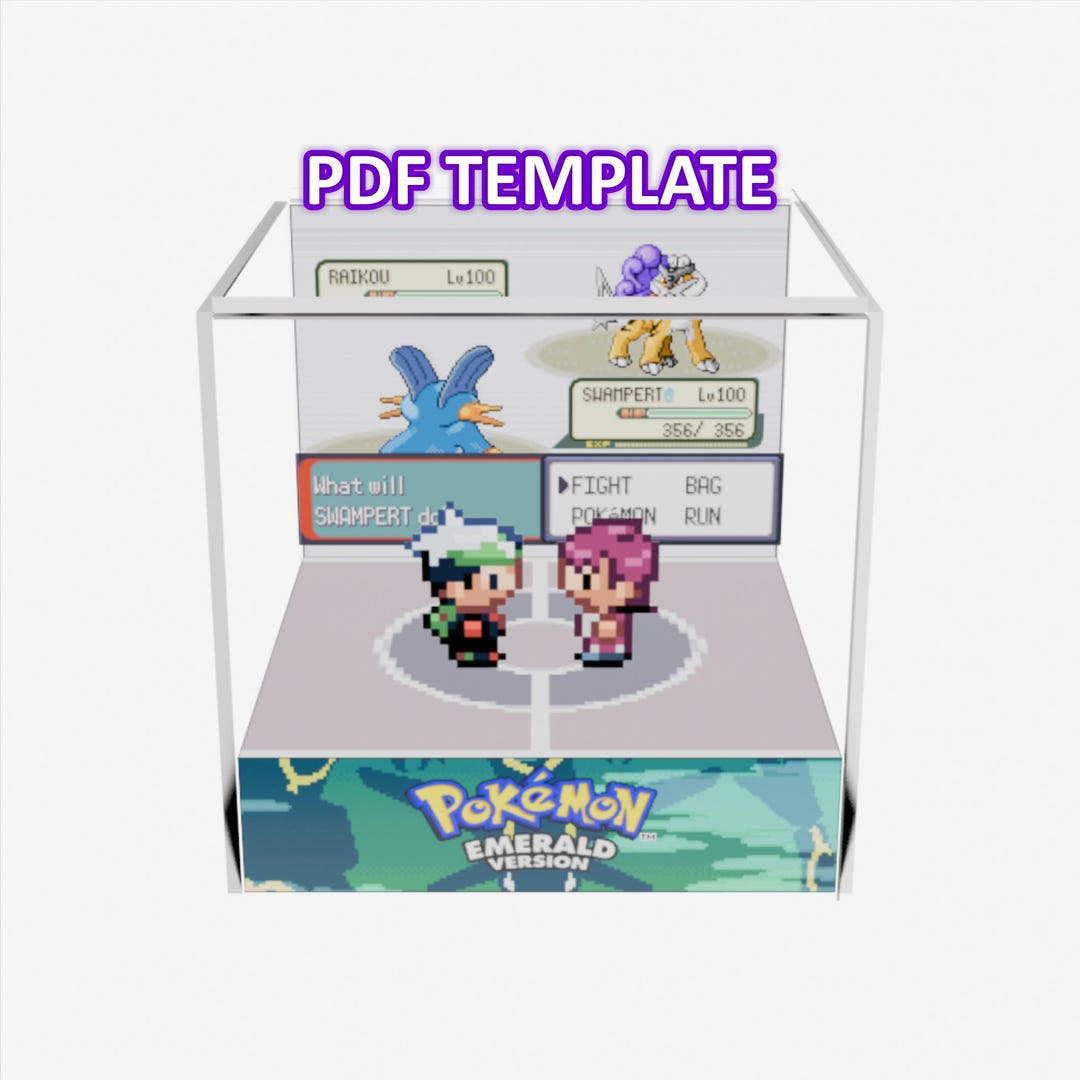 3d Cube Diorama STENCIL / Pokemon Emerald / Ideal for Personalized ...