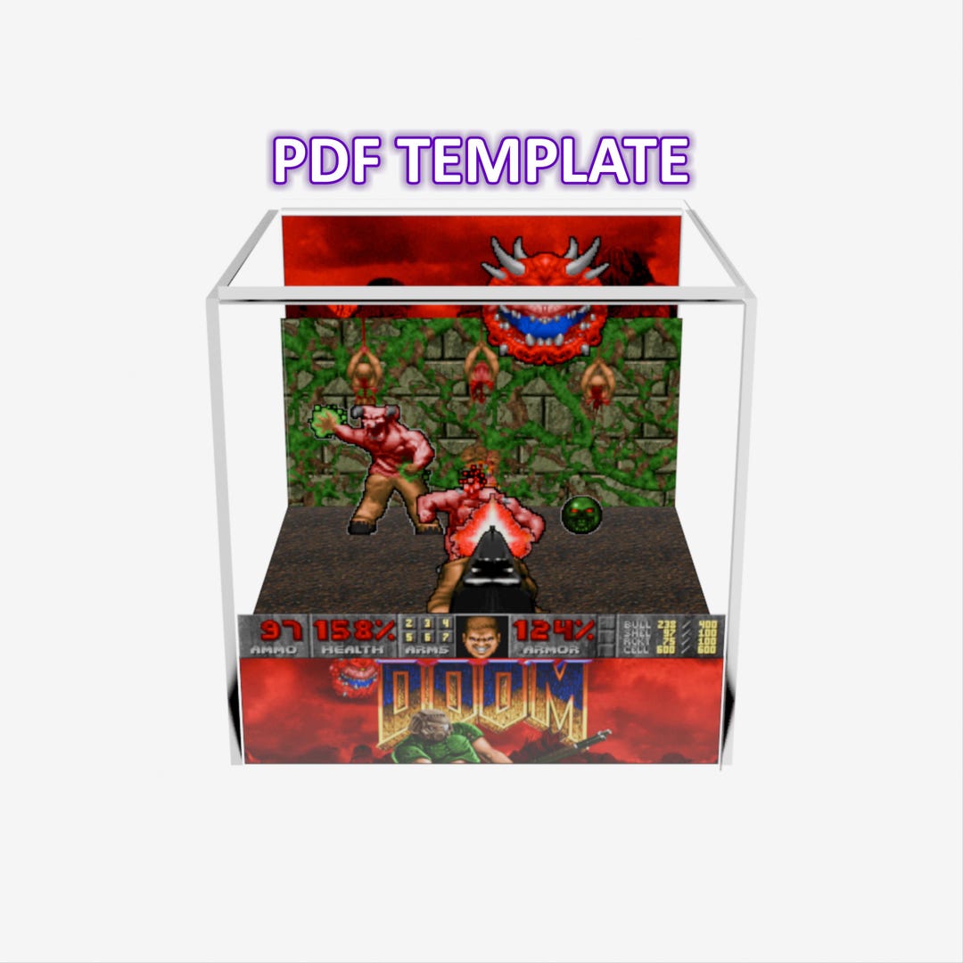 3d Cube Diorama STENCIL / Doom 1993 / Ideal for Personalized Gamer ...