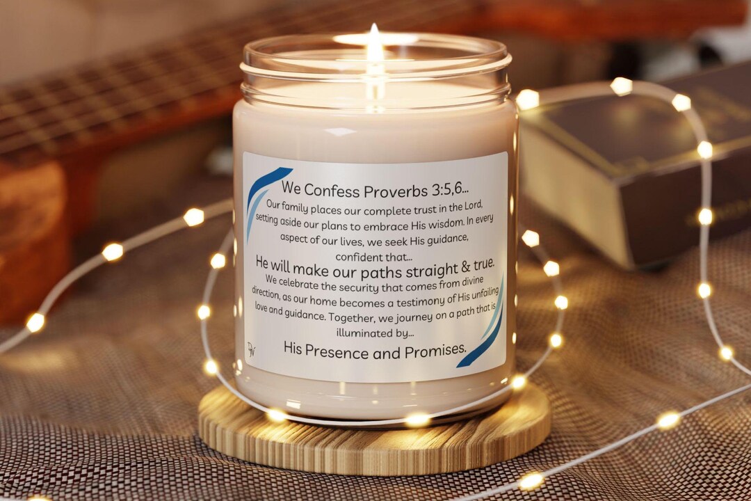 Proverbs 3:5, 6, Family Confession of Faith Prayer Candle, Bible Verse ...