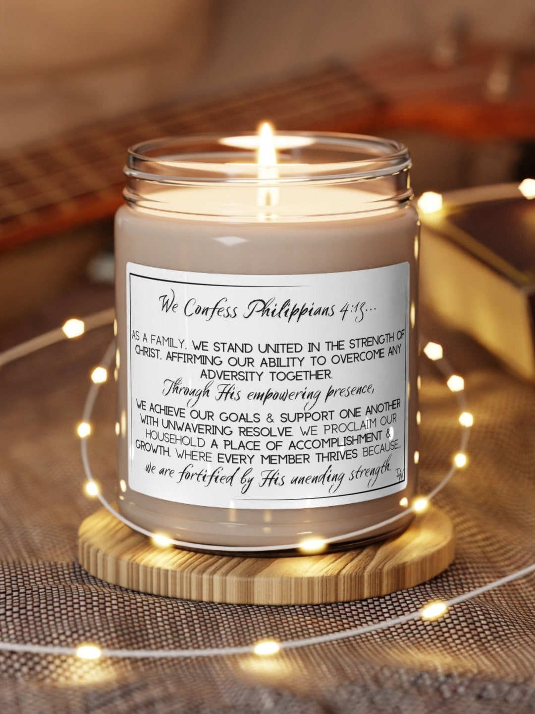 Philippians 4:13, Family Confession of Faith Prayer Candle, Bible Verse ...