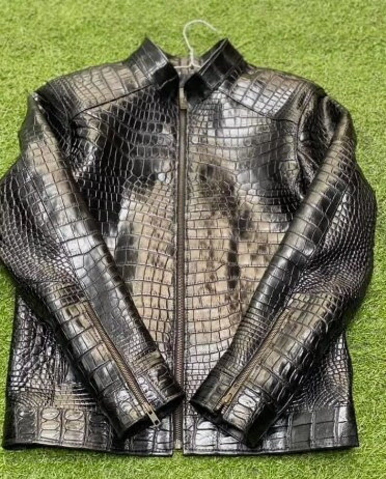 Men's Alligator Crocodile Embossed Lambskin Leather Luxury Casual ...