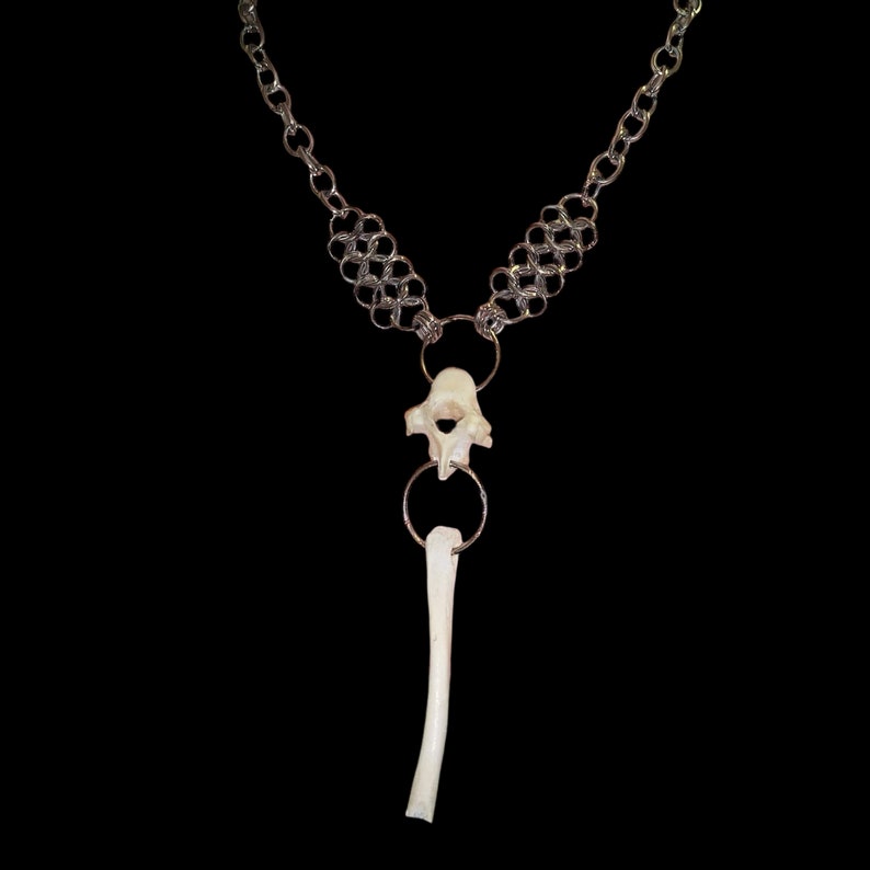 Gothic Chainmail Fox Vertebrae and Foot Bone Necklace - Etsy