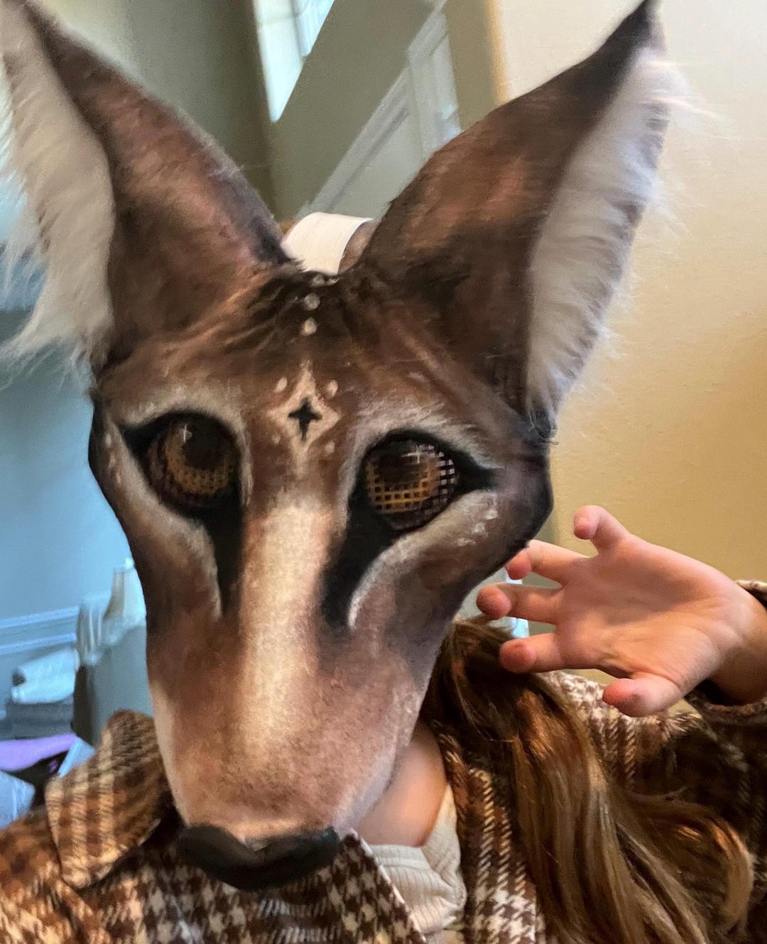 Therian Brown and White Tribal Warrior Canine Mask. - Etsy