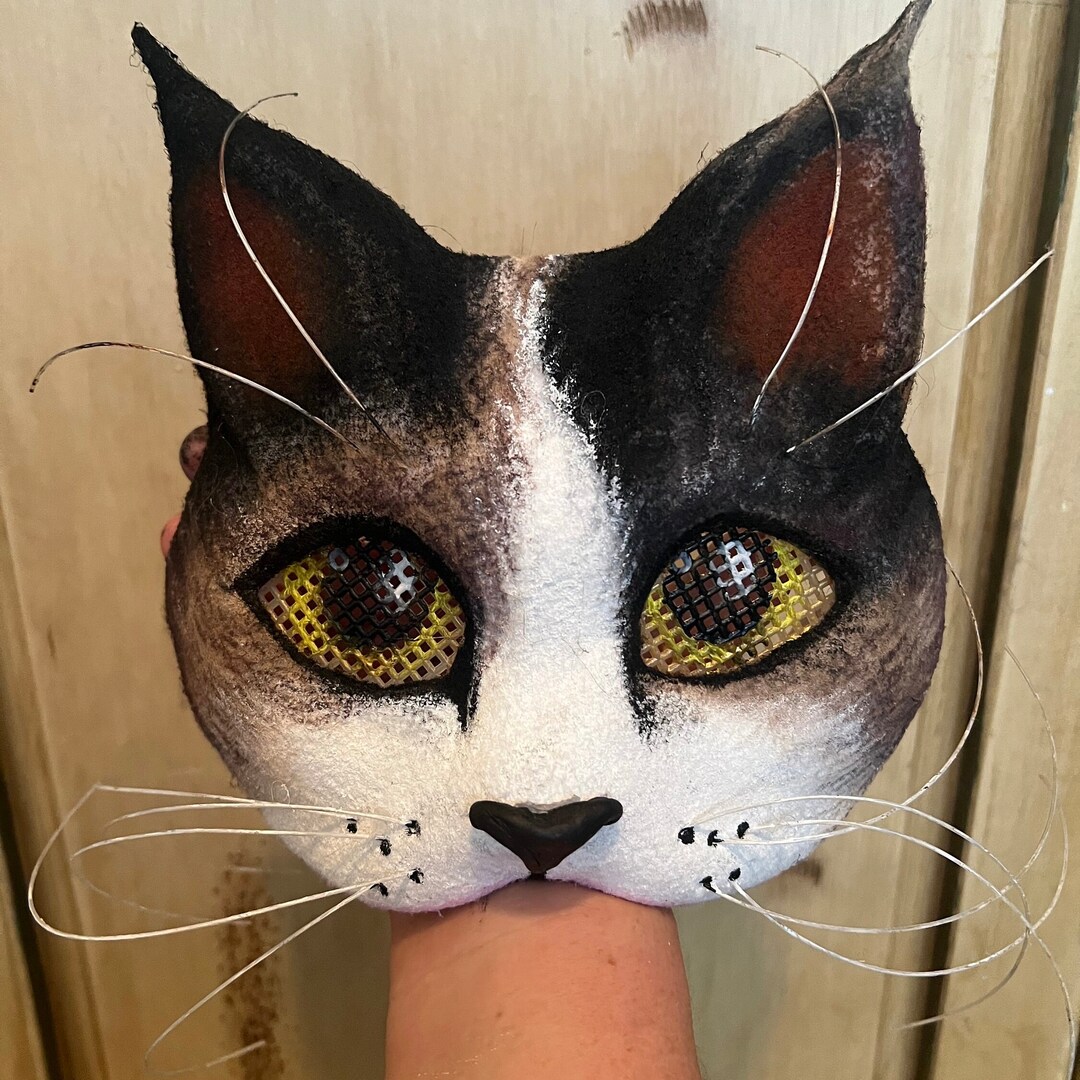 Multi Color Cat With Whiskers and Big Yellow Eyes - Etsy