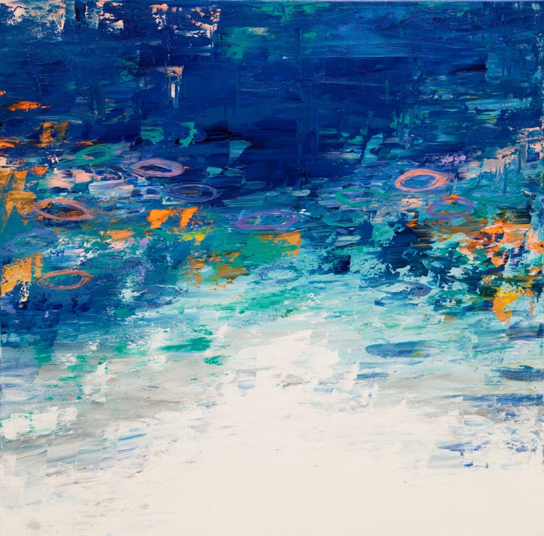 Lily Pond 1 - Original Abstract Painting, Contemporary Modern Art ...