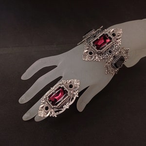 Burgundy Ring Gothic Ring Gothic Jewelry Large Cocktail - Etsy
