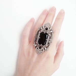 Burgundy Ring Gothic Ring Gothic Jewelry Large Cocktail - Etsy