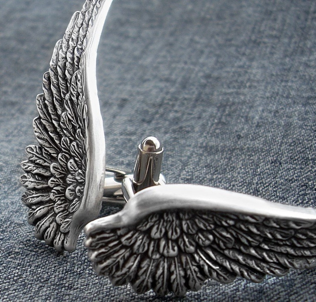 5 Pairs Groomsmen Cufflinks Steampunk Cufflinks Silver Angel - Etsy