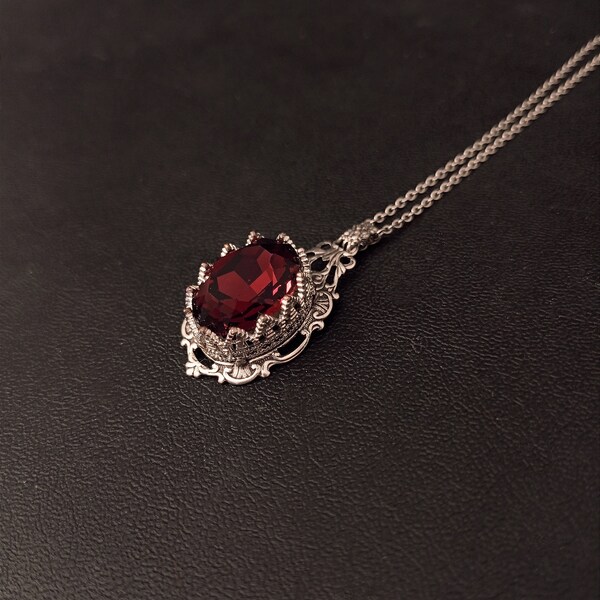 Burgundy Gothic Necklace - Etsy