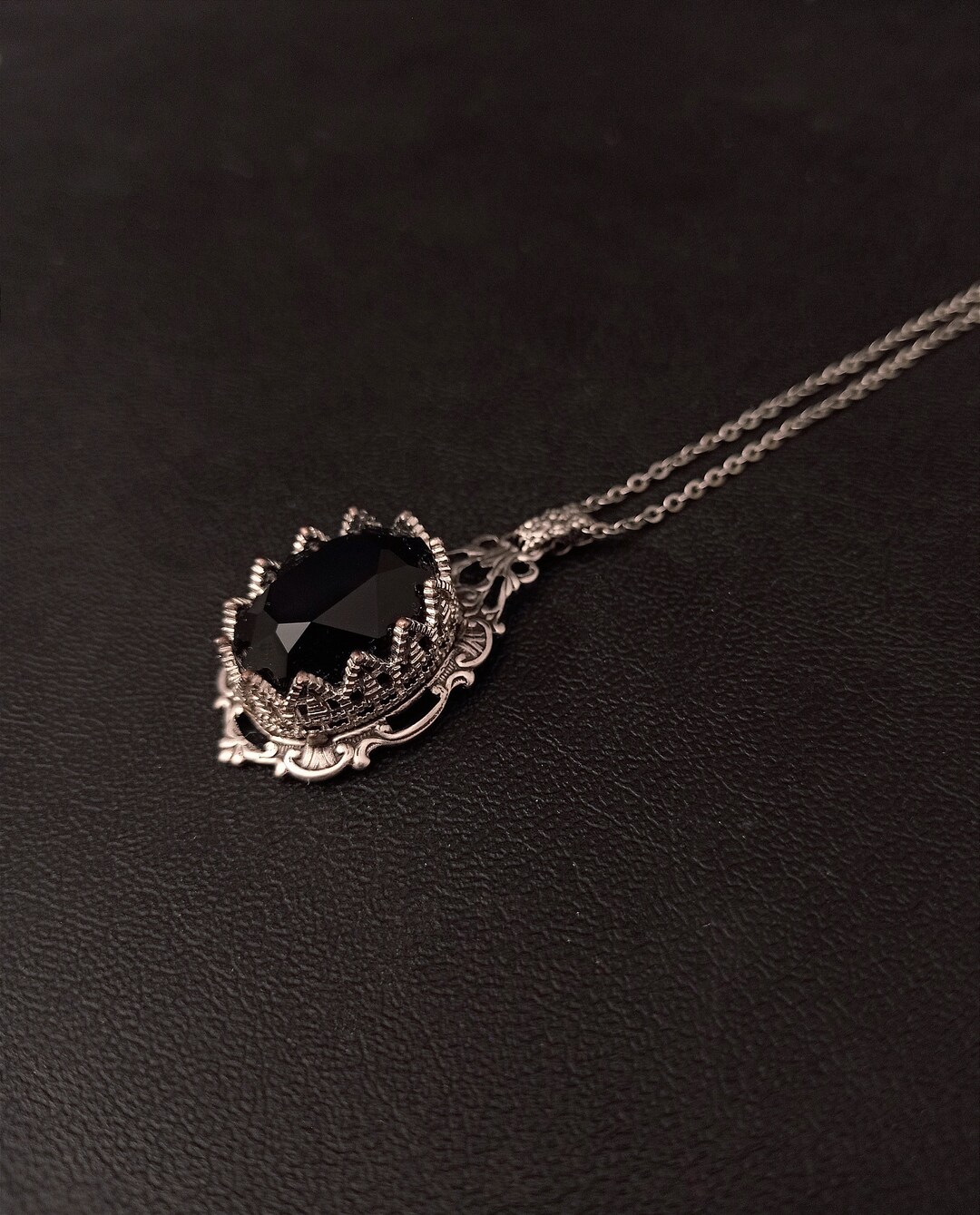 Victorian Gothic Necklace, Gothic Jewelry, Silver Filigree, Black ...