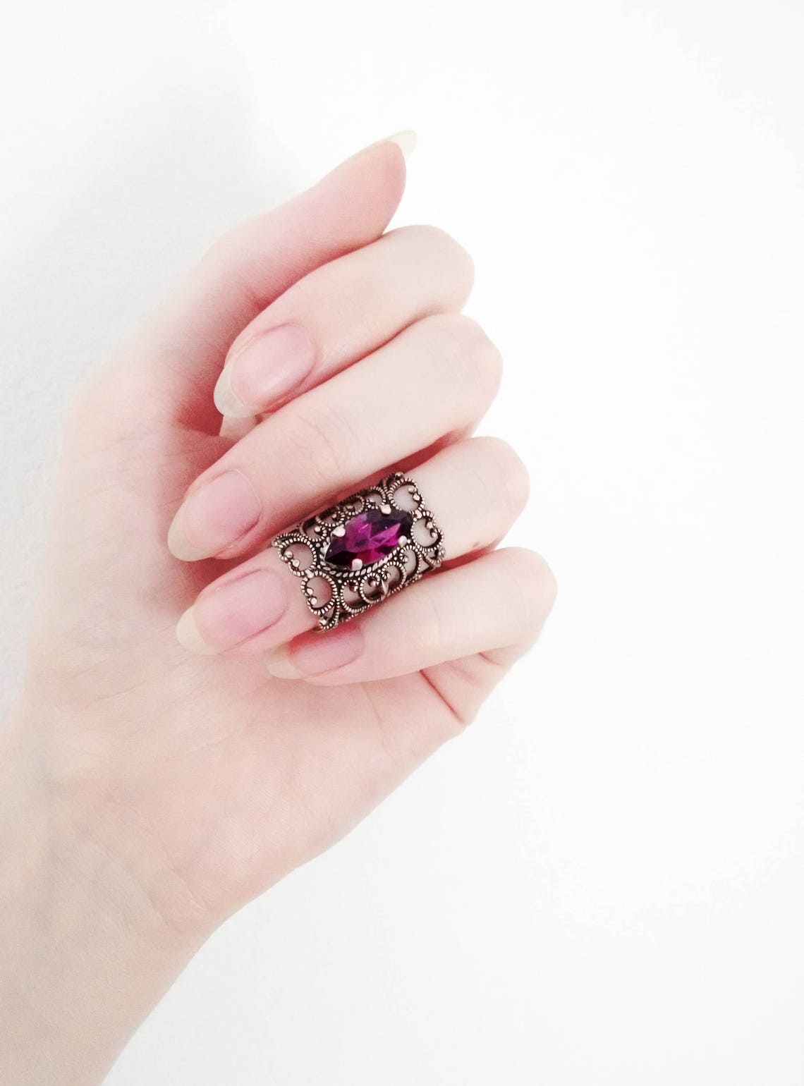 Purple Gothic Midi Ring Swarovski Crystal Knuckle Ring | Etsy