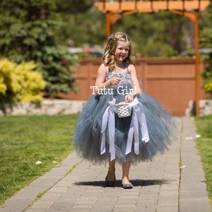 Gray Tutu Dress Flower Girl, Grey Tutu Dress, Charcoal, Platinum, Girls ...