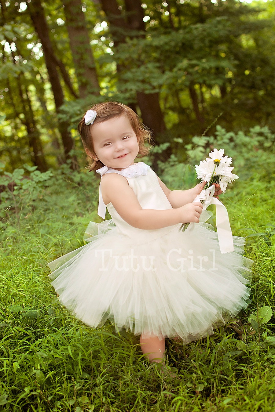 Flower Girl Tutu Dress Girls Tutu Dresses Ivory White | Etsy