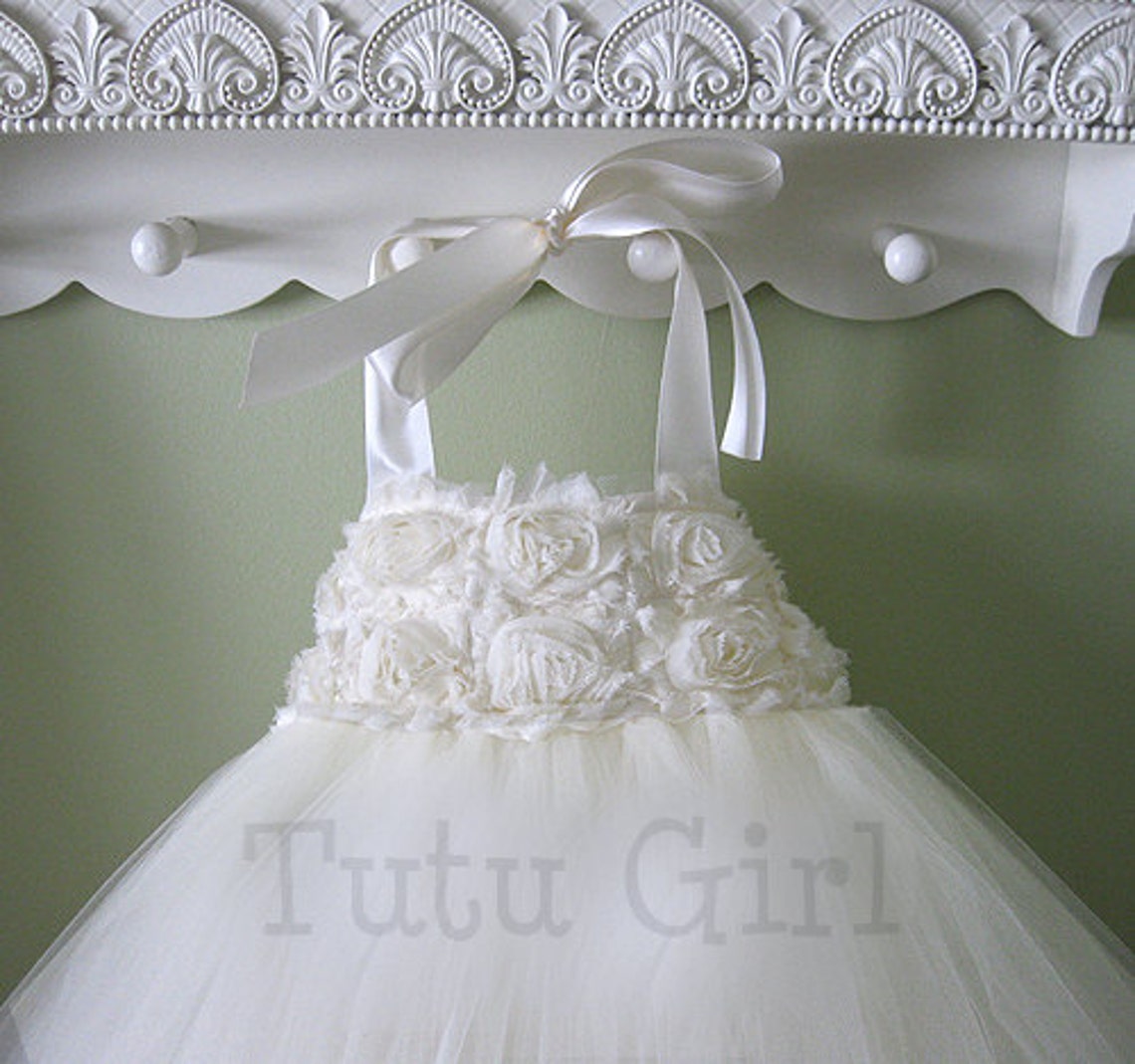 Ivory Flower Girl Tutu Dress, Toddler Tutu Dress, Girls Tulle Flower ...