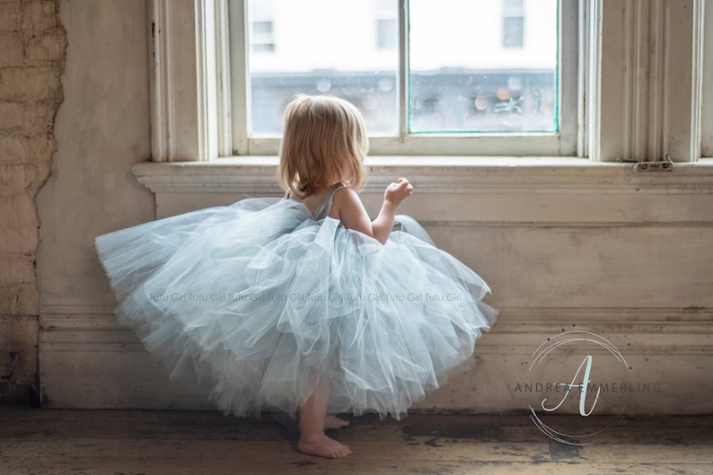 Long Grey Tutu Flower Girl Dress Gray Flower Girl Dress | Etsy