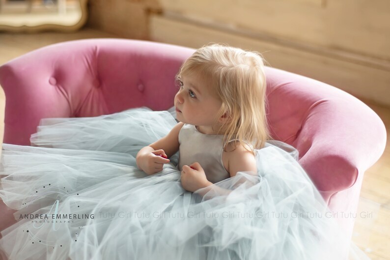 Long Grey Tutu Flower Girl Dress Gray Flower Girl Dress | Etsy