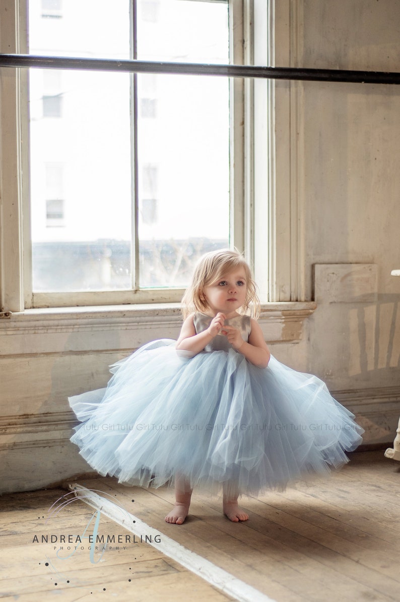 Long Grey Tutu Flower Girl Dress Gray Flower Girl Dress | Etsy