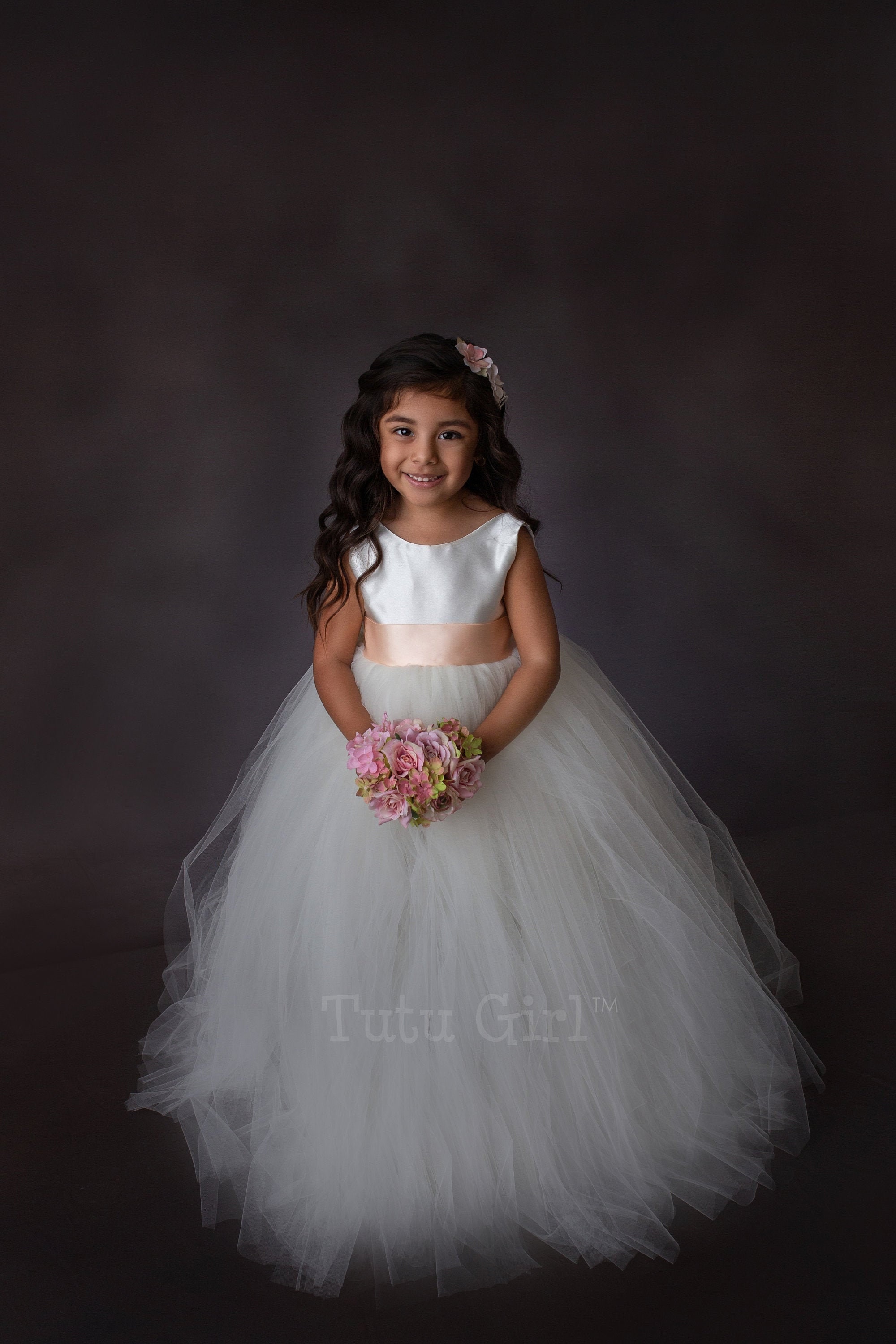 Tulle Flower Girl Dress With Bow | Tutu Flower Girl Dress Tulle ...