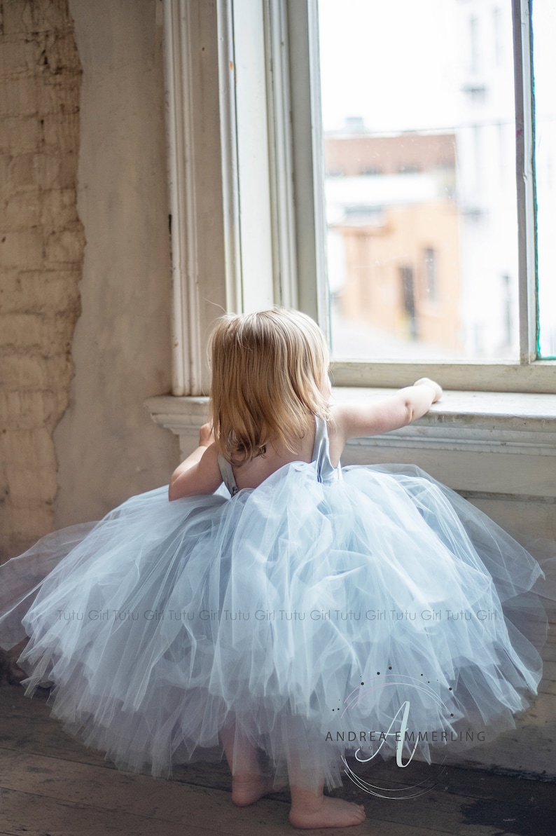 Long Grey Tutu Flower Girl Dress Gray Flower Girl Dress | Etsy