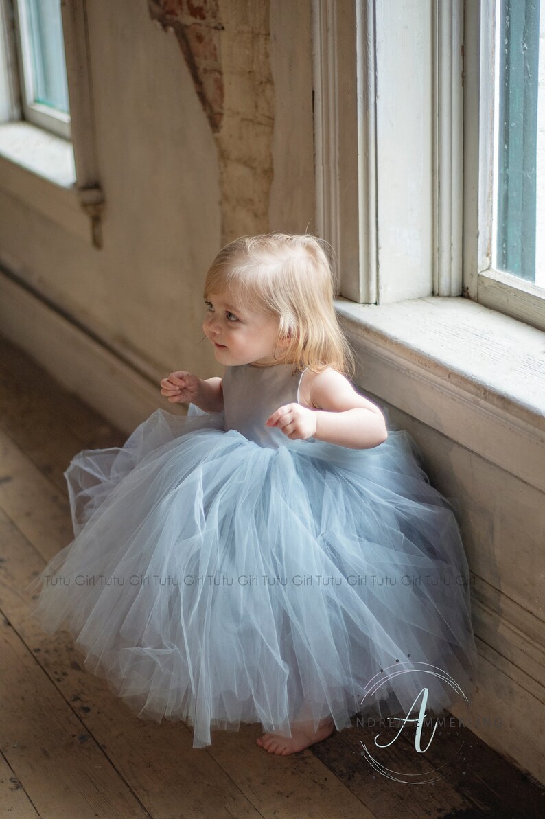 Long Grey Tutu Flower Girl Dress Gray Flower Girl Dress | Etsy