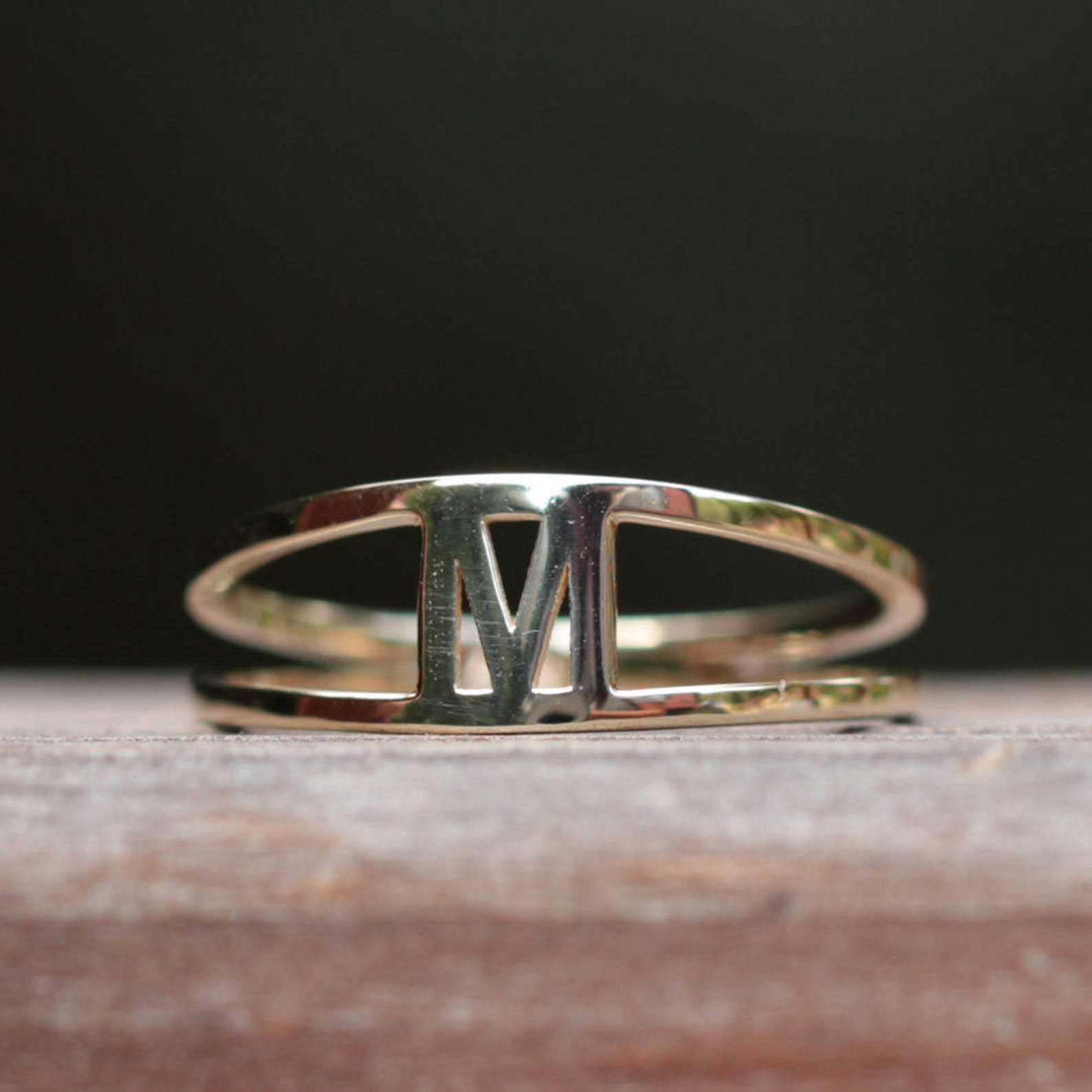 Uppercase Initial M Ring in 14k Yellow Gold Make | Etsy