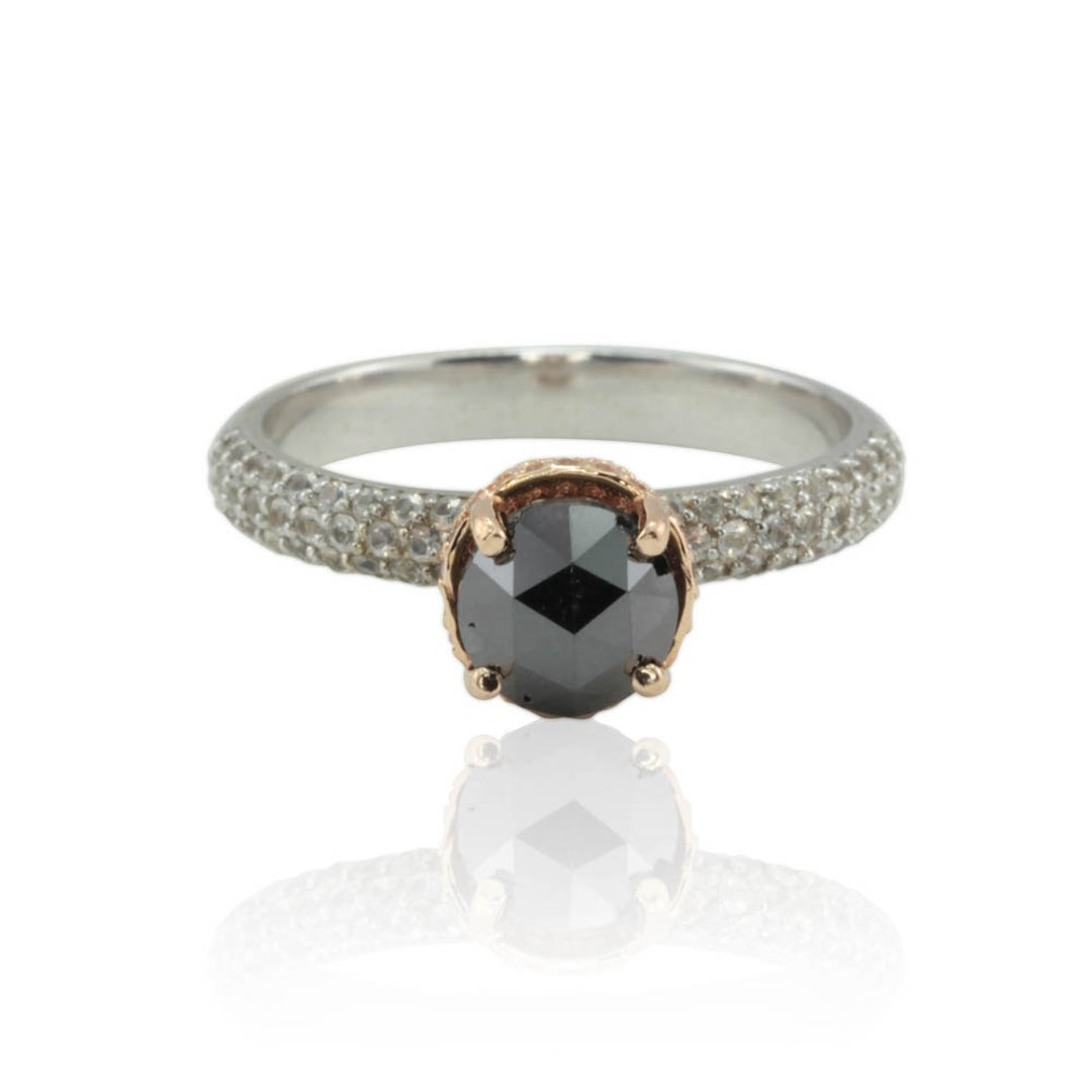 Black Diamond Engagement Ring 1.25ct Rose Cut Black Diamond - Etsy