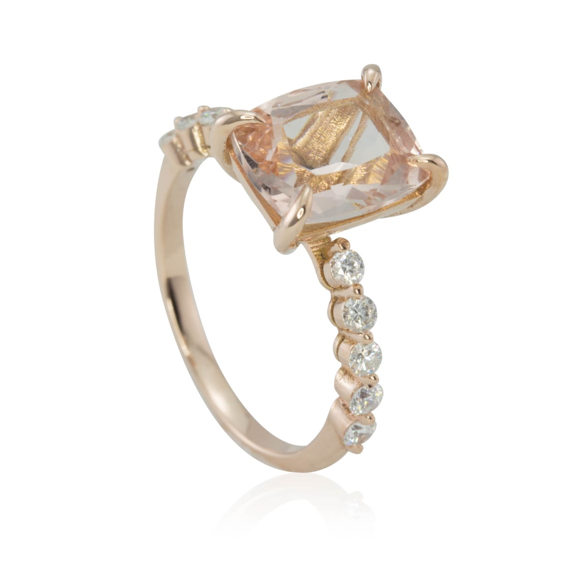 Morganite Engagement Ring Cushion Cut Morganite and Diamond - Etsy